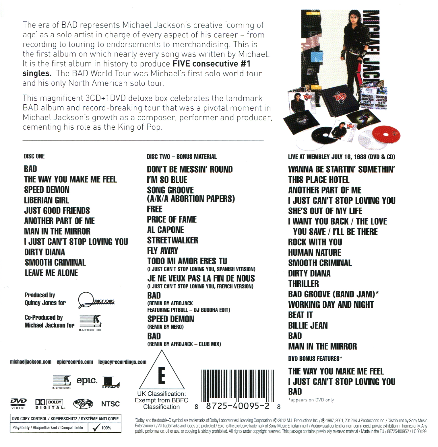 Michael Jackson Bad 25; Deluxe Edition : Back | CD Covers | Cover ...